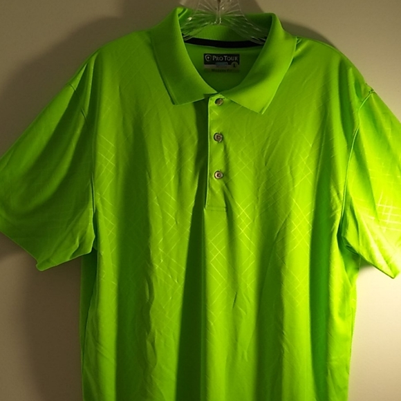 Pro Tour | Shirts | Mens Neon Green Diamond Pattern Gold Shirt | Poshmark